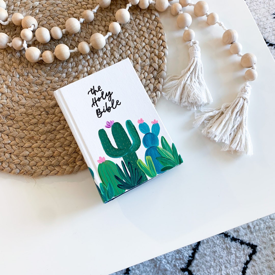 Hand Painted Lovely Cacti Theme ESV Compact Bible Hand Lettered Bible ...