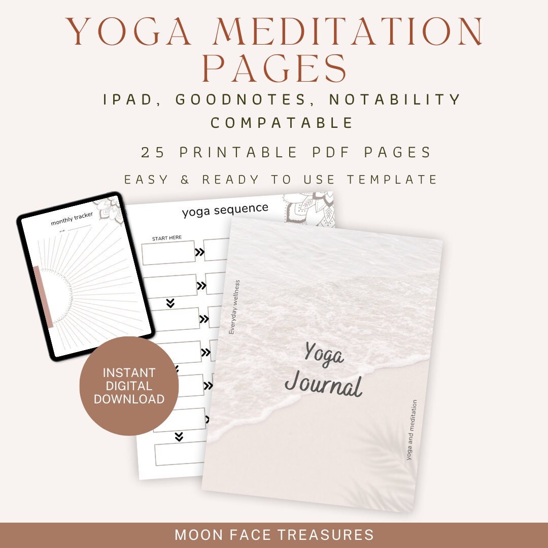 Yoga Meditation Journal Printable, Digital Fitness Yoga Meditation ...