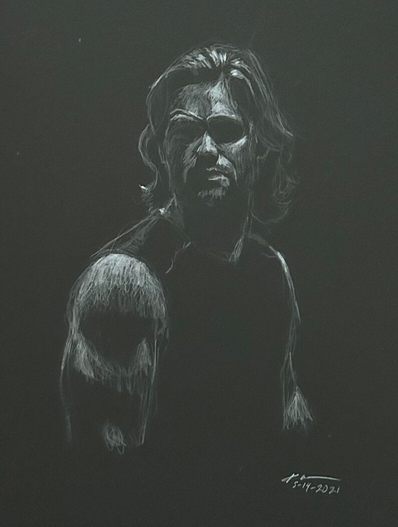 Escape From New York Snake Kurt Russell Original Art Color Pencil ...