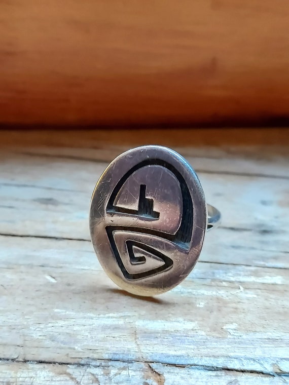 hopi silver overlay ring - Gem