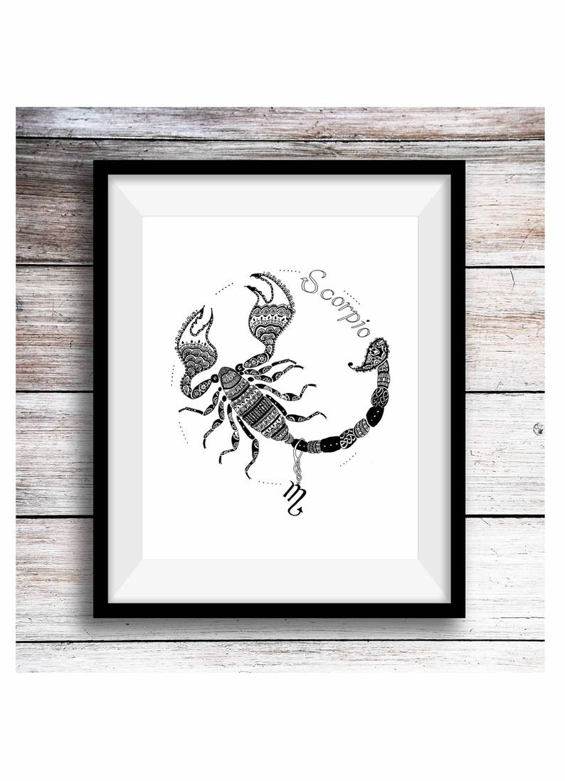 Scorpio Zodiac Print: Pen and Ink Star Sign Art (digital Print) - Etsy