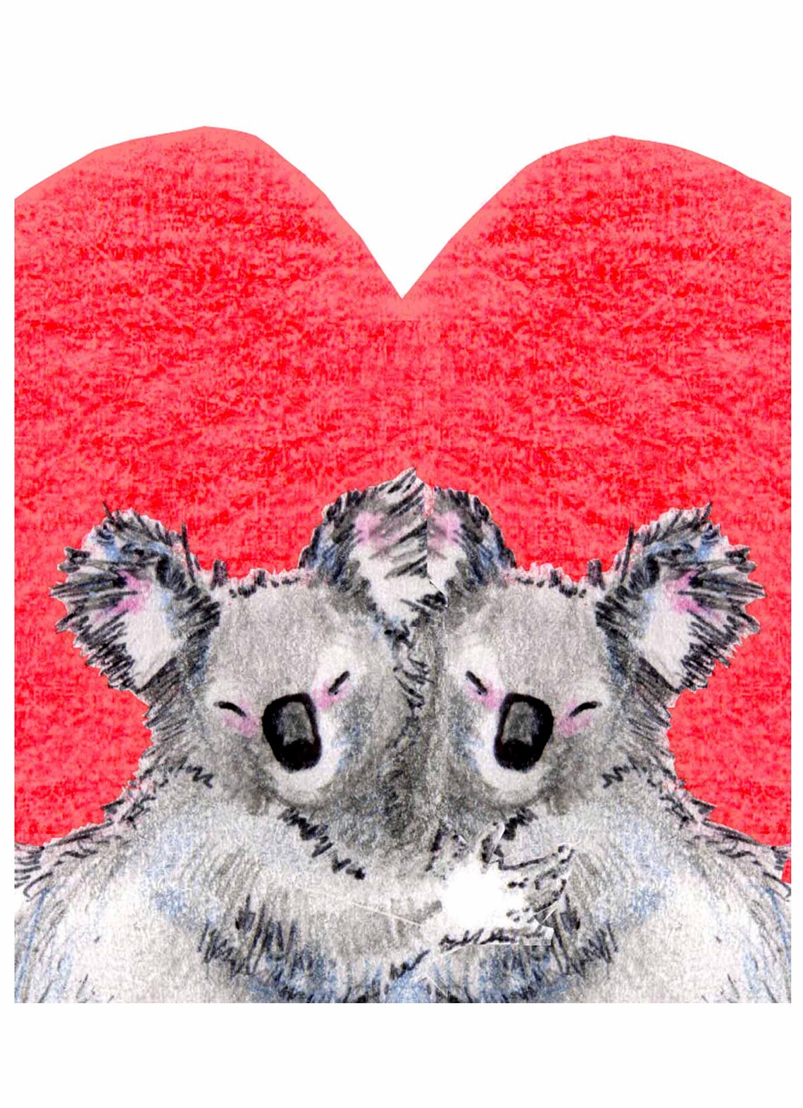 Koala Valentines Day Card, Anniversary Animal Art Card - Etsy