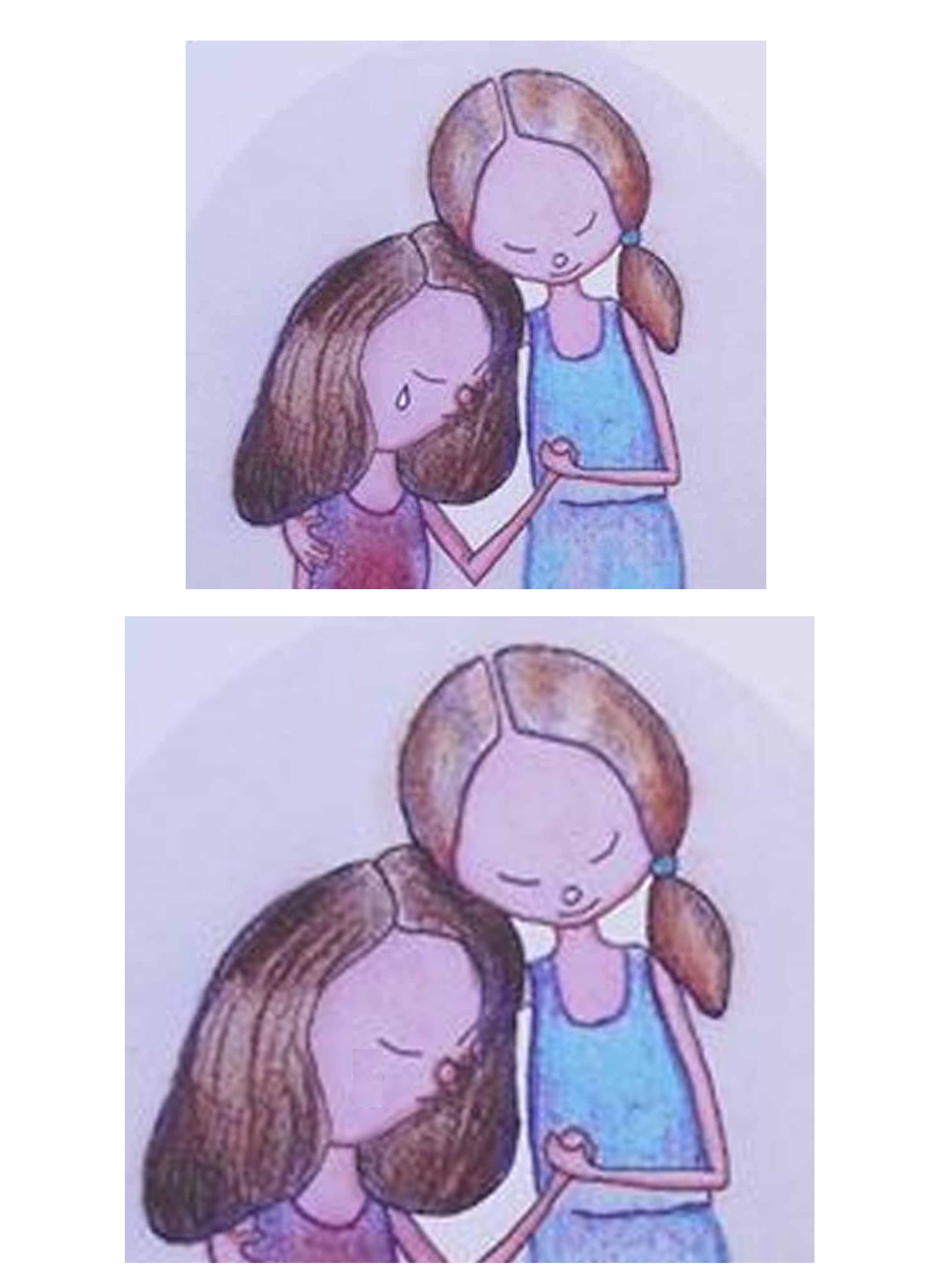 Friendship Card: Two Friends Hugging, BFF Note Card - Etsy