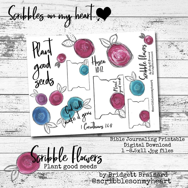 Scribble Flowers Plant Good Seeds Bible Journaling Printable Digital ...