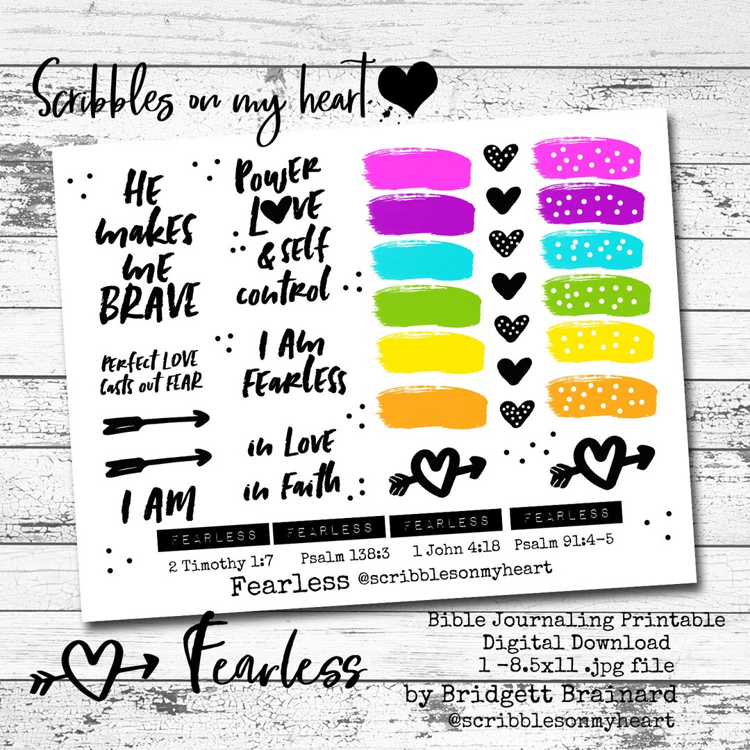 Fearless, Bible Journaling Printable & Devo by Tonya Hamilton , Digital ...