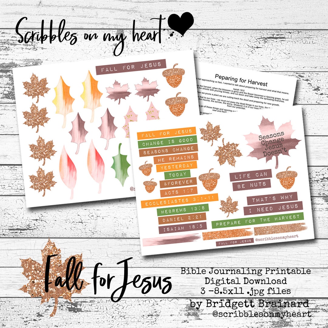 Fall for Jesus Bible Journaling Printable Set, Digital Download - Etsy