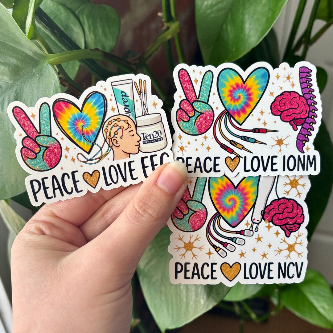 Peace Love EEG Sticker | Neurodiagnostic Medical Tech Vinyl Decal - Etsy