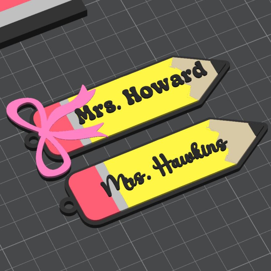 Editable Teacher Pencil Keychain STL | Personalized Name Keychain 3D ...