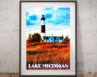 Lake michigan poster | Etsy