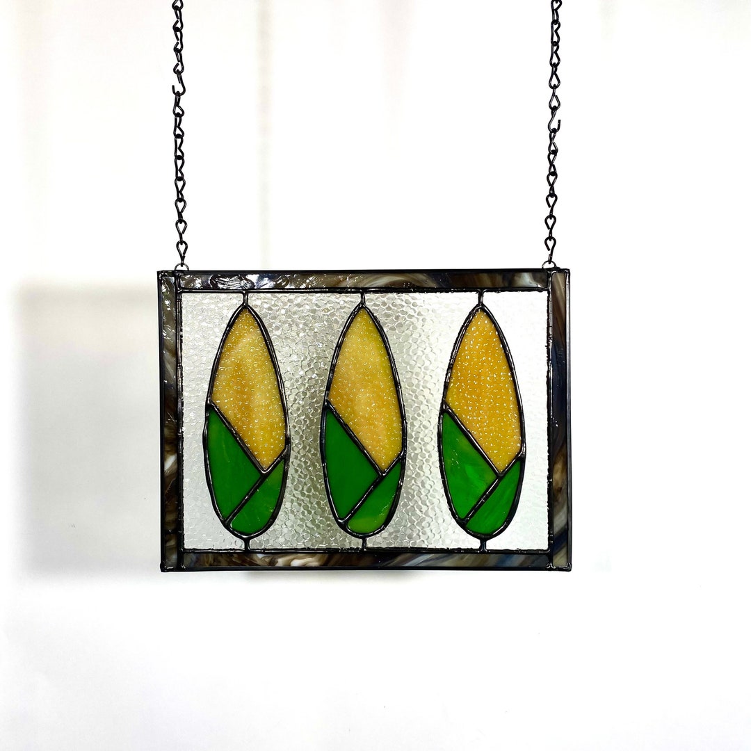 Corn Stained Glass Hanging Panel, Gifts for Gardeners, Agriculture ...