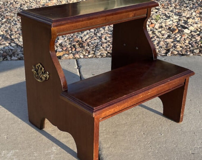 Ethan Allen Style Bed Steps Stool Steps Dark Wood Similar to Georgian ...