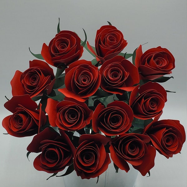 Red Rose Paper Flowers - Etsy
