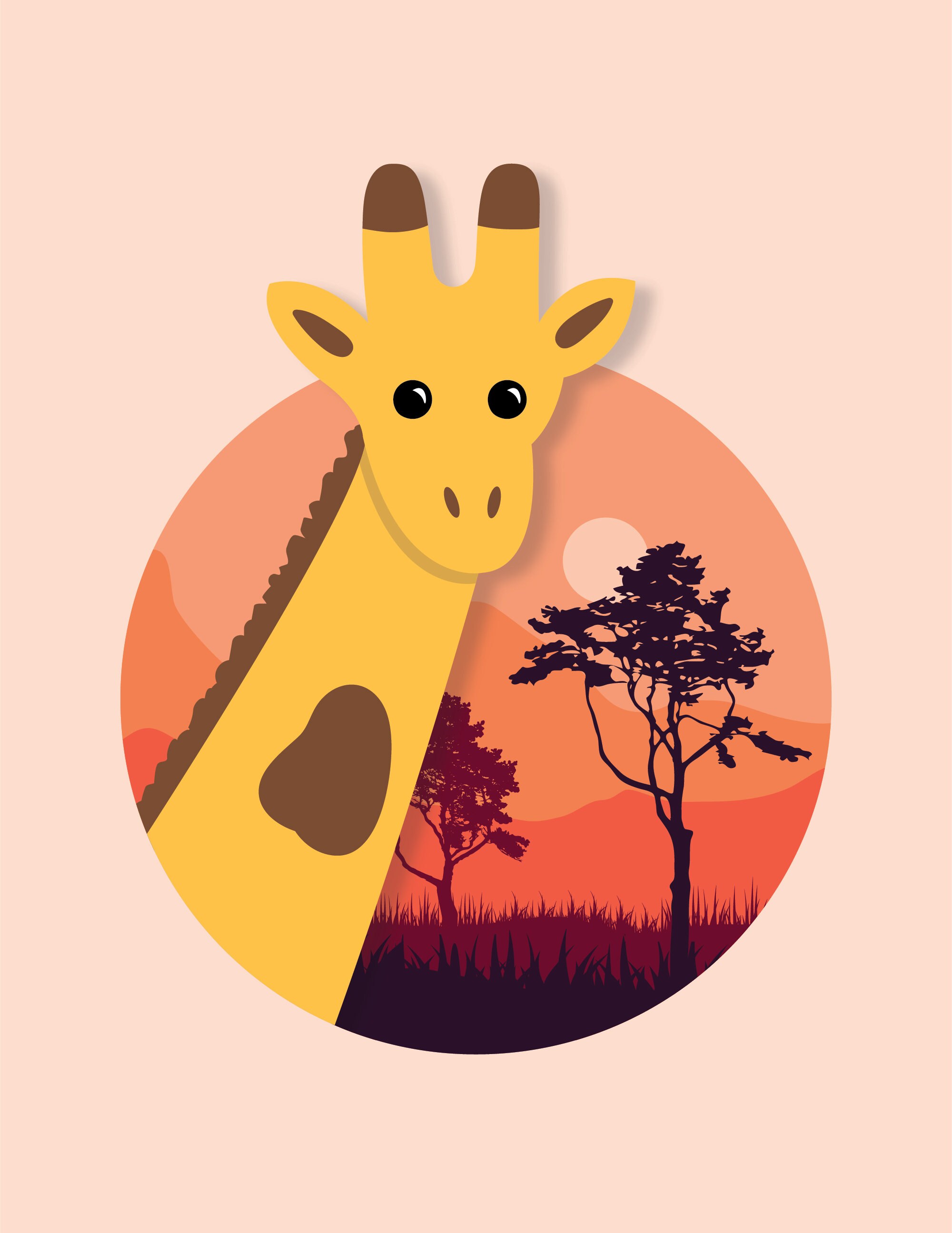 Giraffe Digital Poster - Etsy