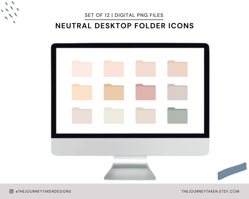 12 Neutral Desktop Folder Icons, Desktop Personalization, Instant Use ...