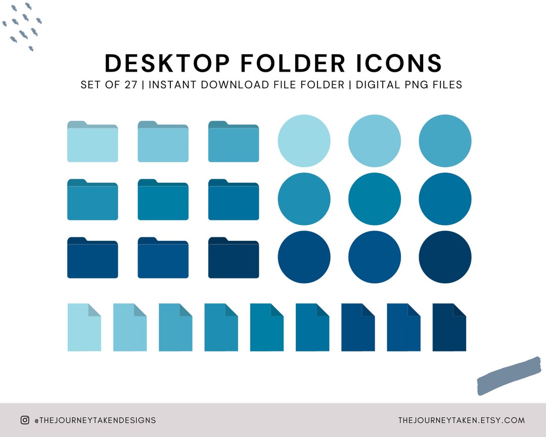 27 Ocean Blue Desktop Folder Icons, Desktop Personalization, Instant ...
