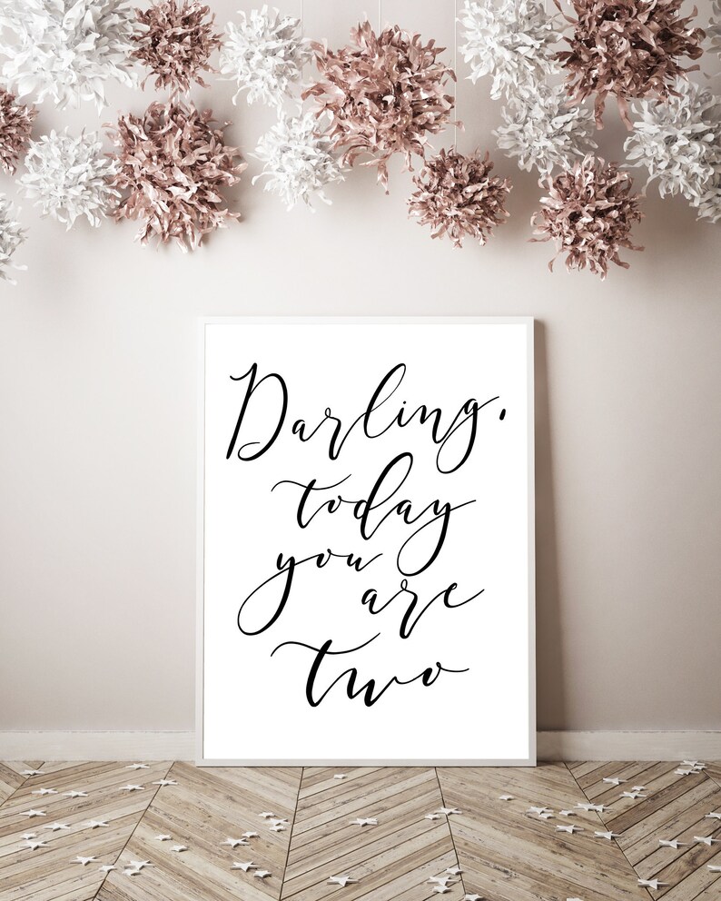 2nd Bday Photo Shoot Prop | Darling Today You Are Two Birthday Decor ...