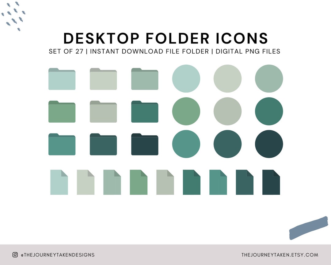 27 Green Desktop Folder Icons, Desktop Personalization, Instant Use ...