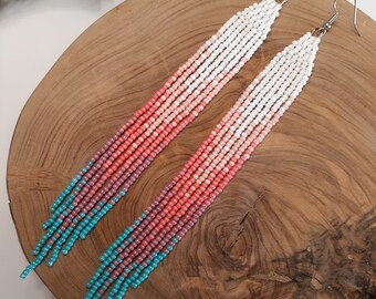 Kori Japanese Seed Bead Fringe Earrings Pastel Holographic - Etsy