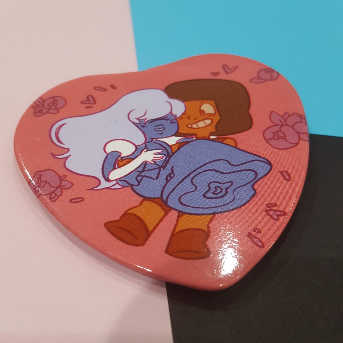 Ruby and Sapphire Heart Shaped Button - Etsy