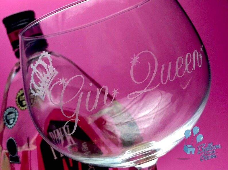 Gin Queen and Gin Princess Balloon Gin Glasses - Engraved Balloon Gin ...
