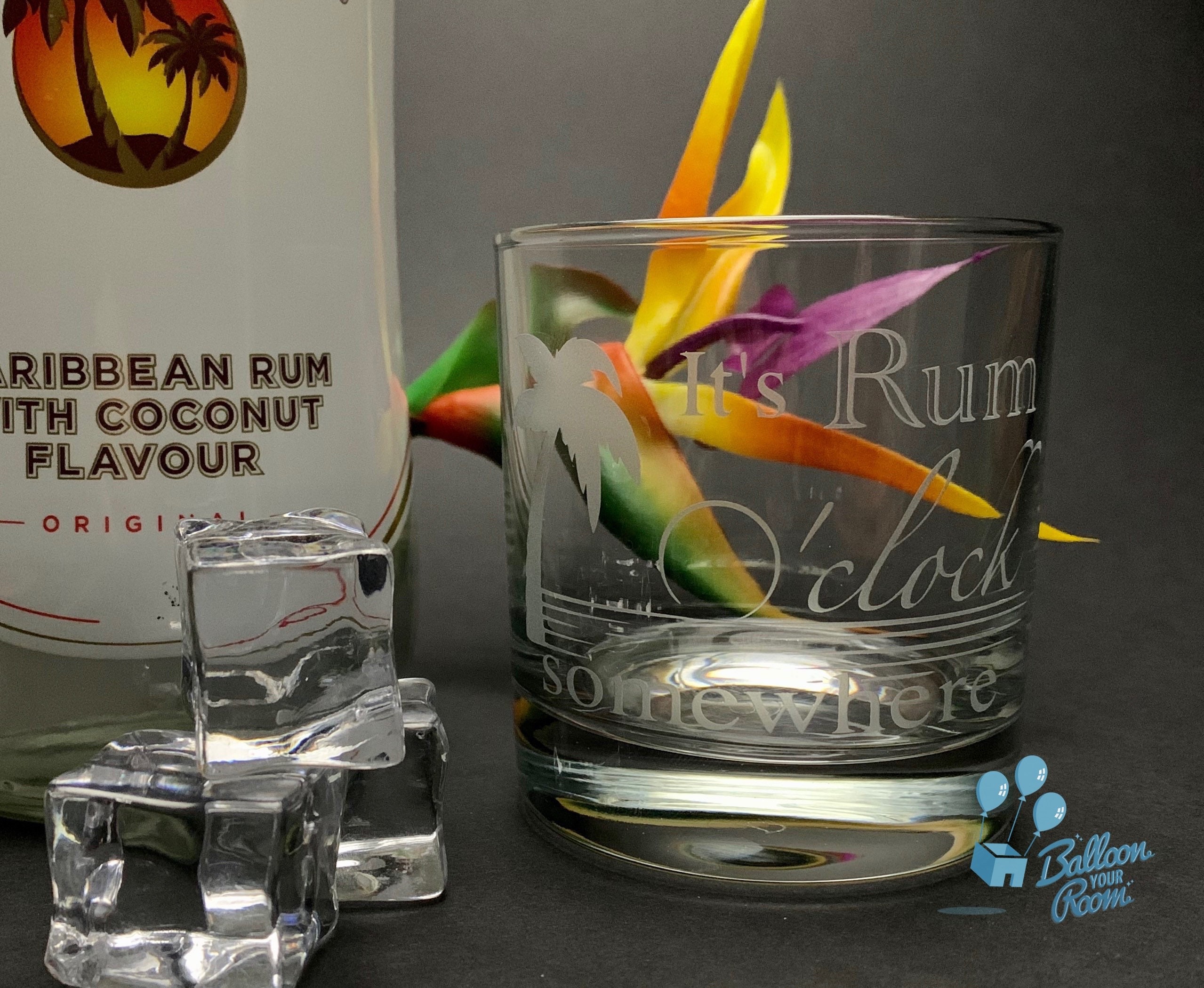 It's Rum O'clock Somewhere - Engraved Low-ball Glass - Rum Glass - Etsy
