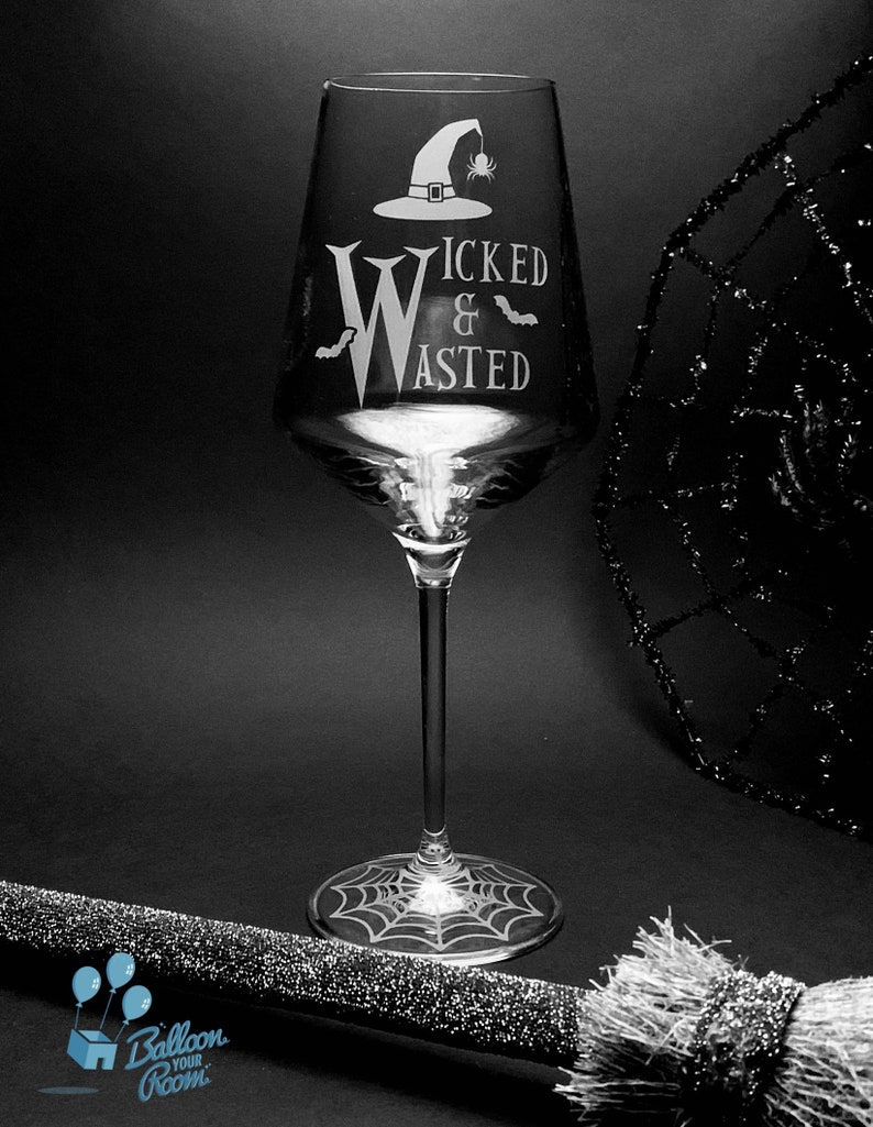 Engraved Halloween Wine Glasses - Wicked and Wasted - Hocus Pocus I ...