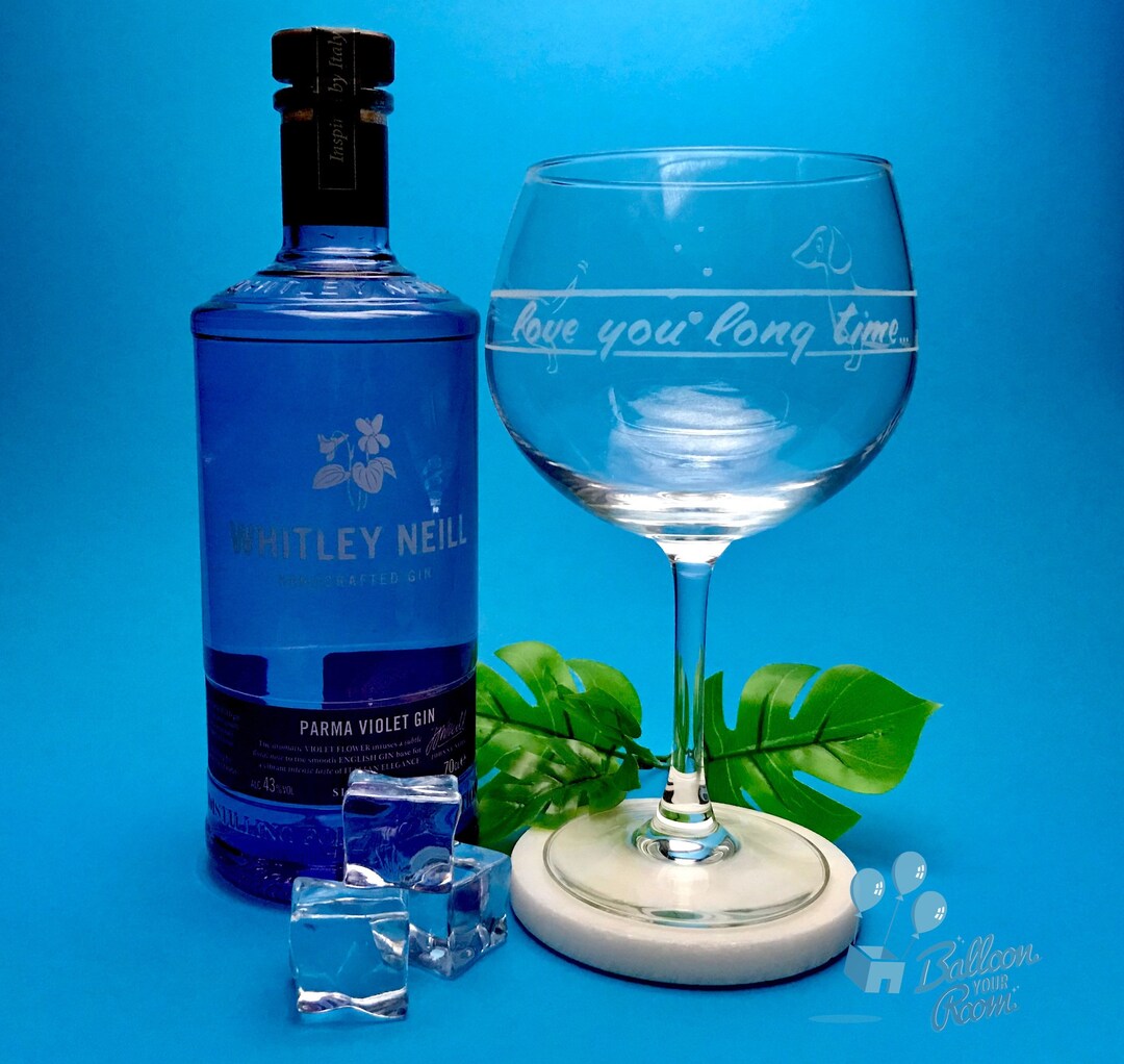 Love You Long Time Dachshund Balloon Gin Glass - Engraved Balloon Gin ...