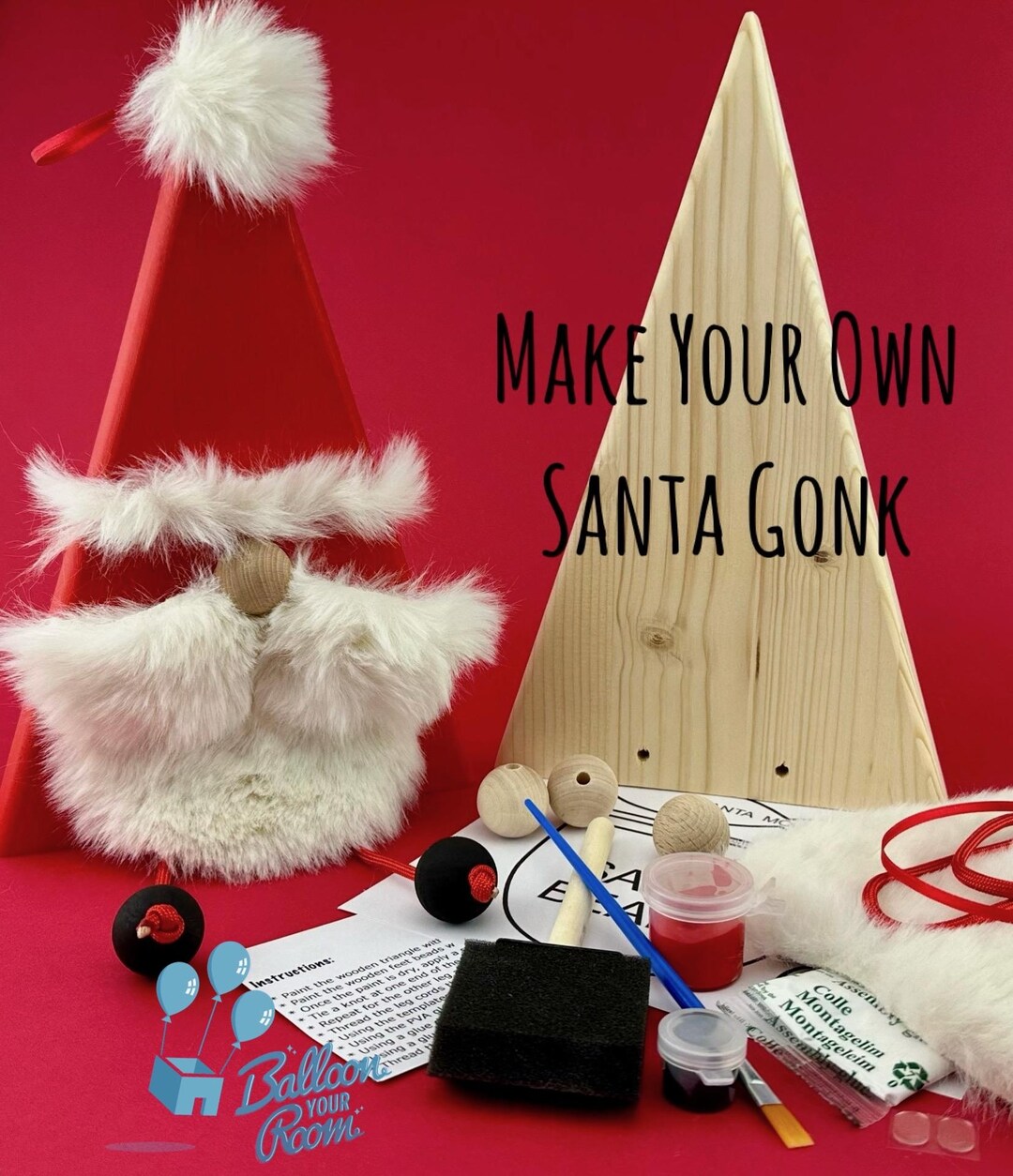 Make Your Own Wooden Santa Gonk - Christmas Decoration - Christmas ...
