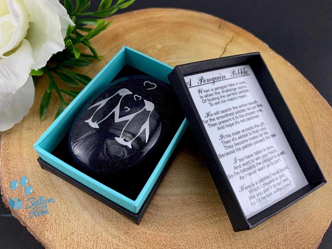 Luxury Engraved Penguin Pebble - Personalised With Initials - Keepsake ...