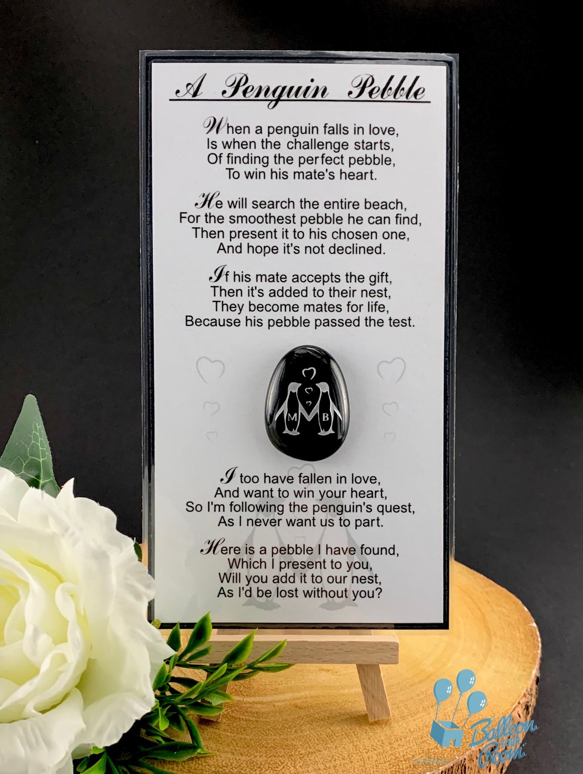 Engraved Penguin Pebble Personalised With Initials - Etsy UK