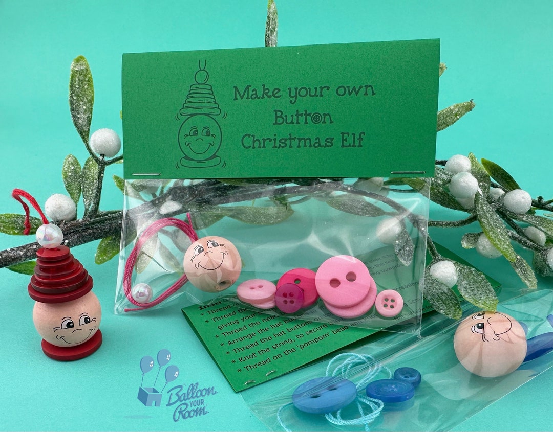 Make Your Own Button Elf Kit - Christmas Tree Decoration - Teacher Gift ...