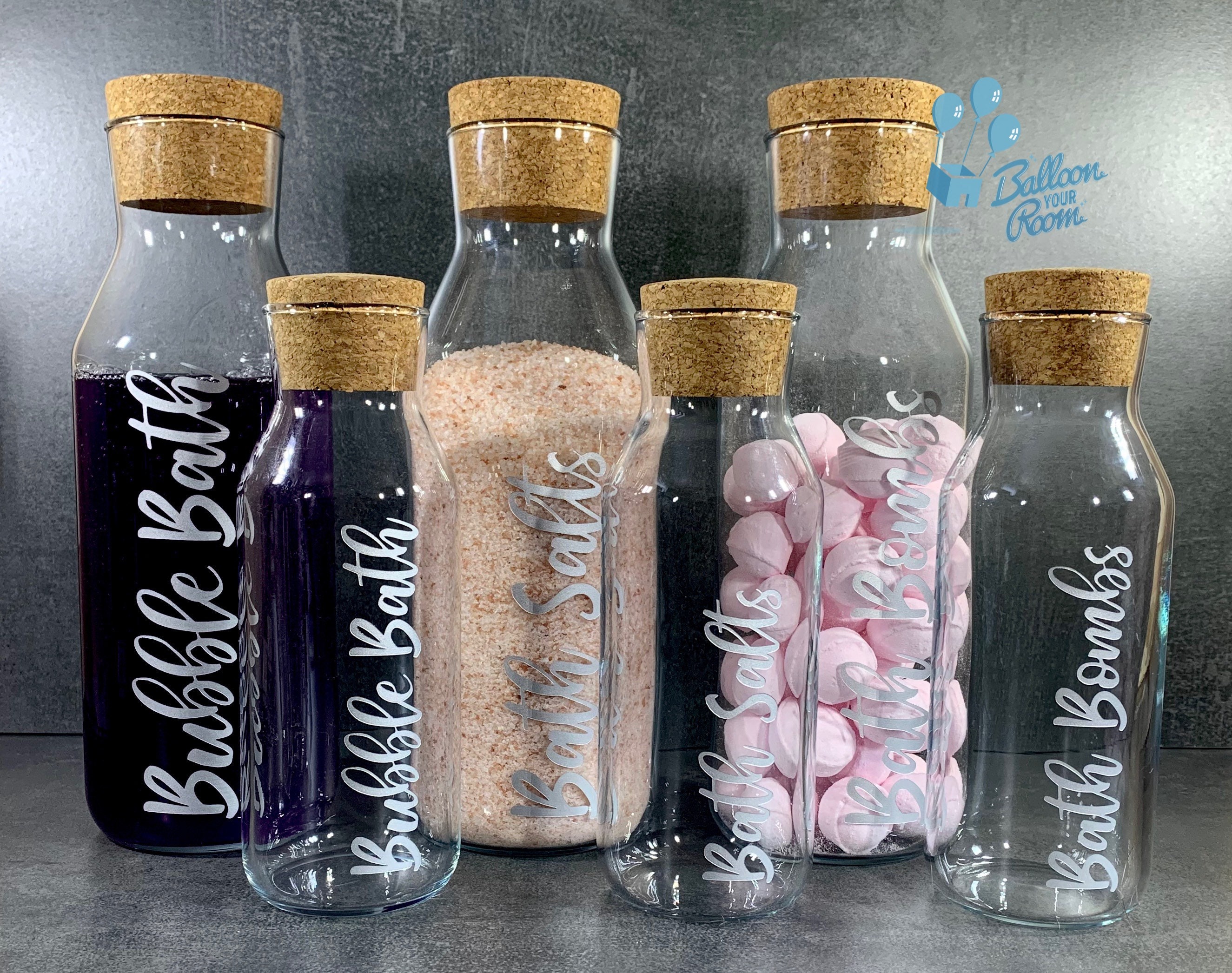 500ml and 1L Engraved Personalised Storage Bottles With Cork Lids ...