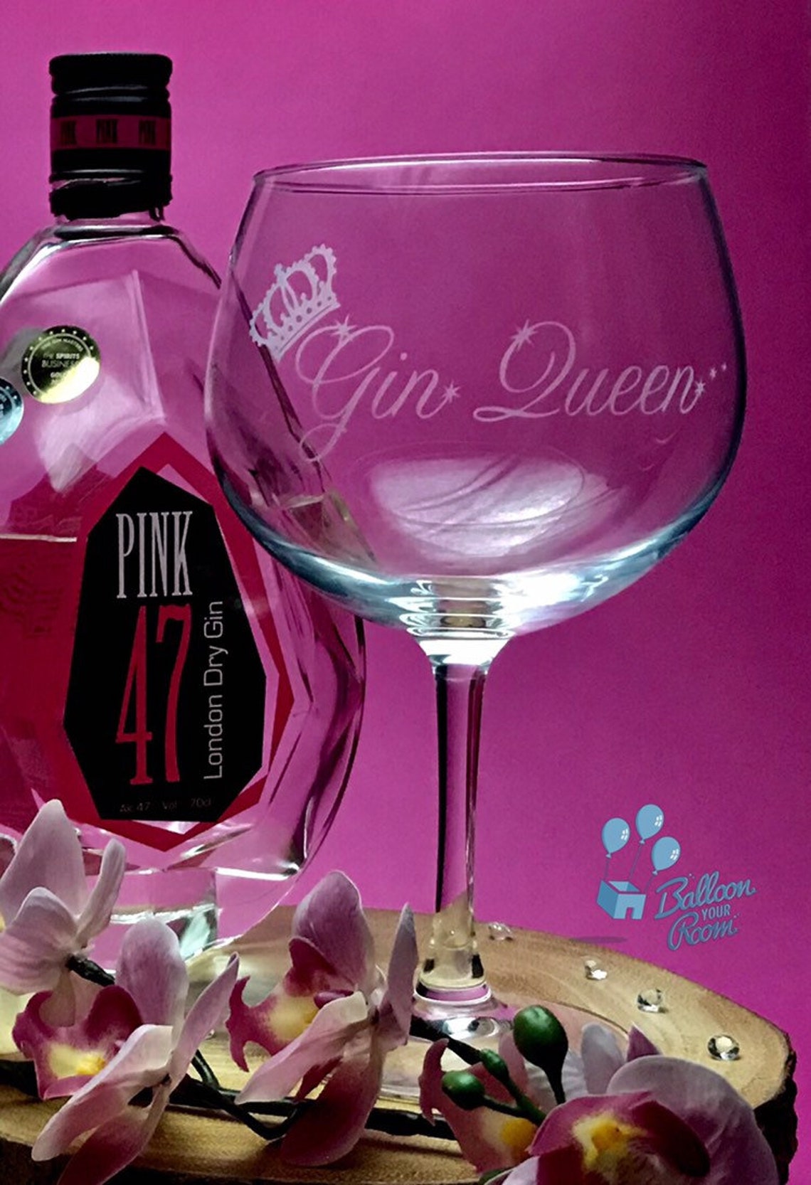 Gin Queen and Gin Princess Balloon Gin Glasses Engraved - Etsy