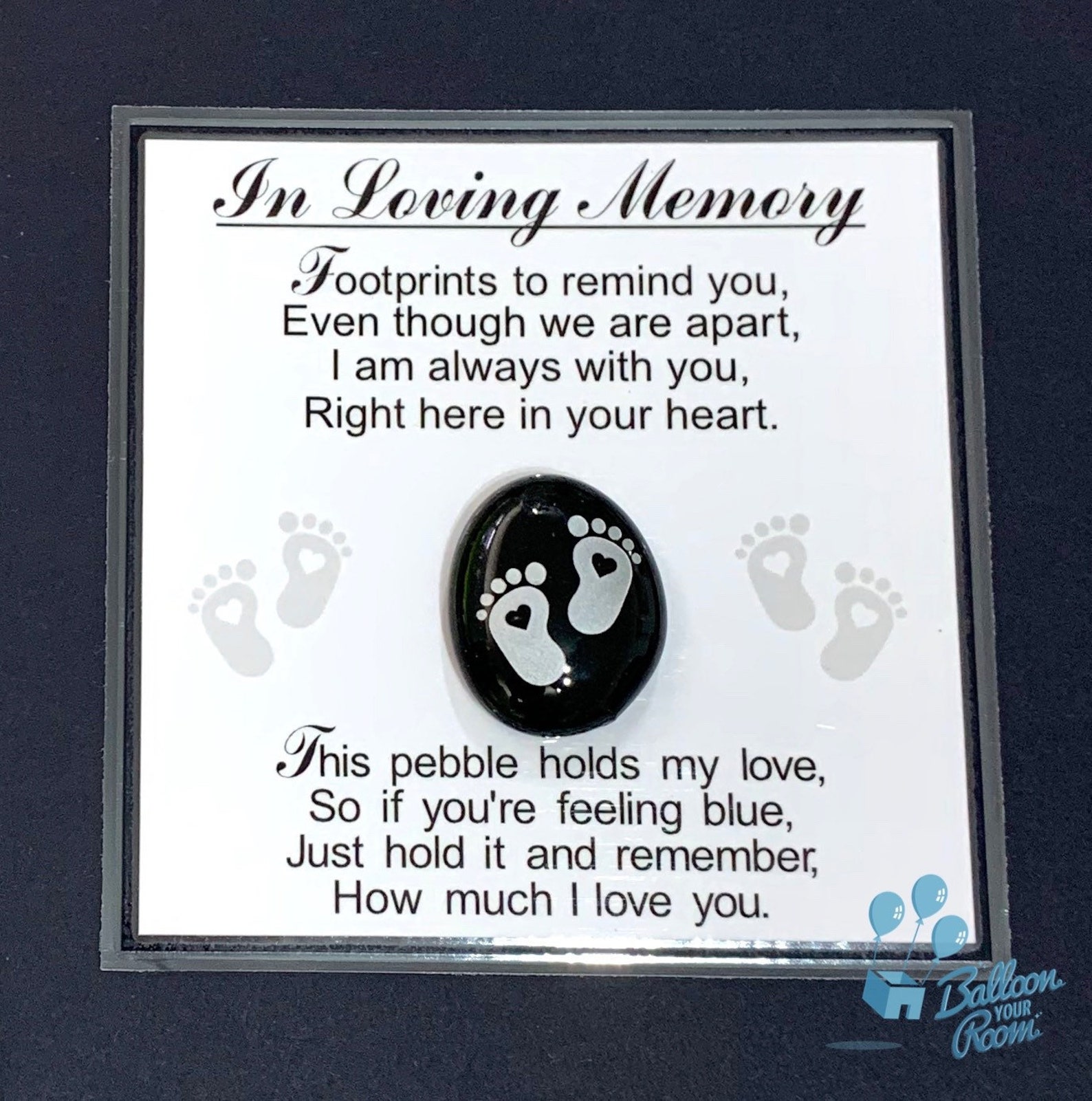 Engraved Footprints Pocket Pebble - in Loving Memory - Memorial ...