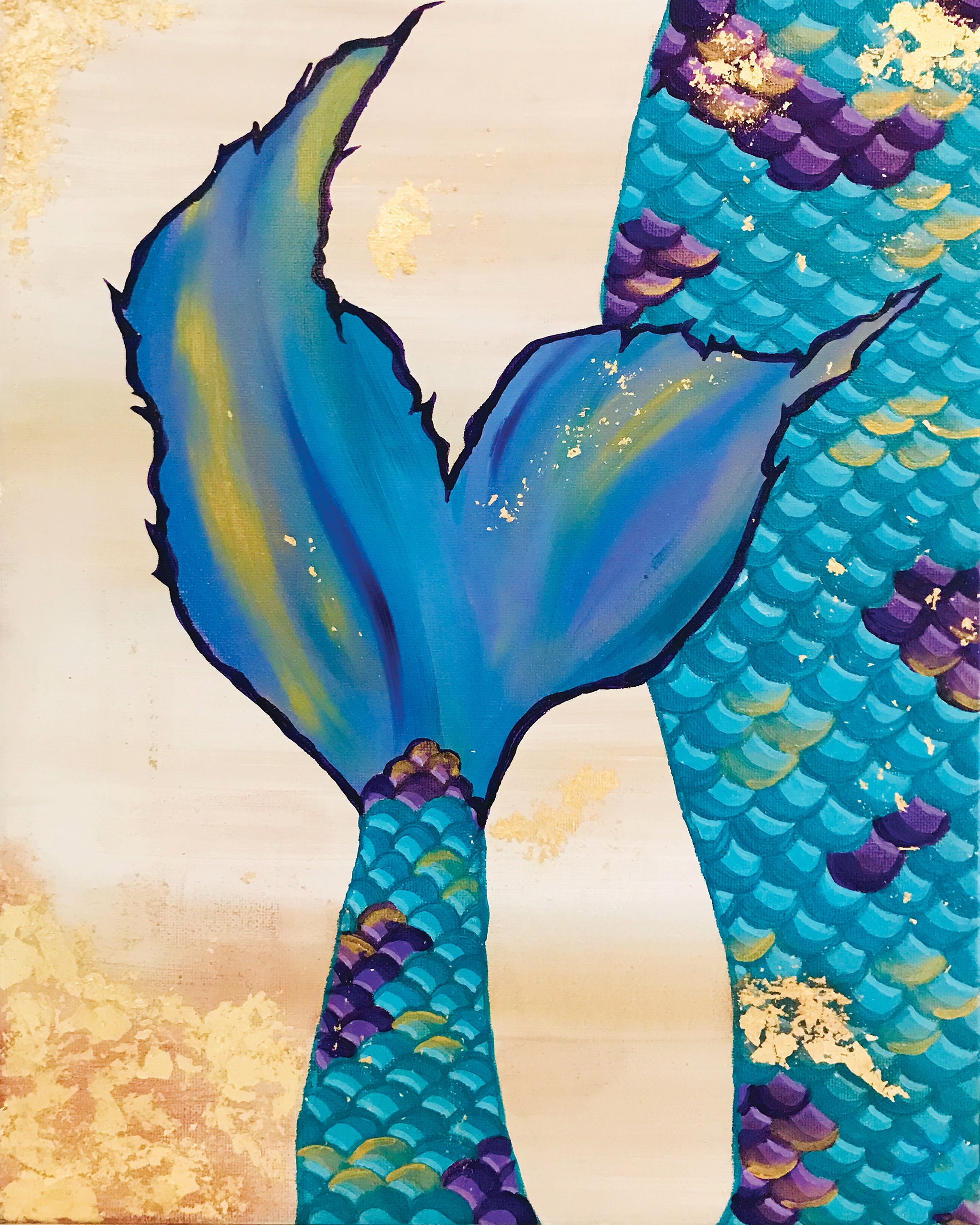 Mermaid Tail Painting merrtail 3 just Tail - Etsy