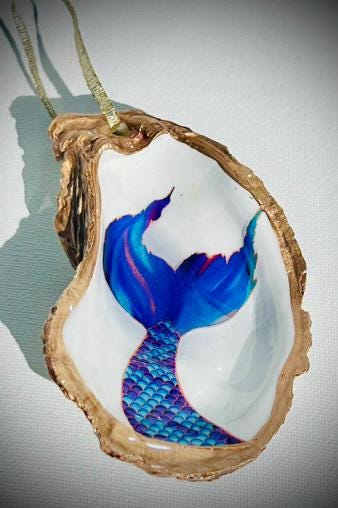 Mermaid Tail Oyster Shell Ornament - Etsy