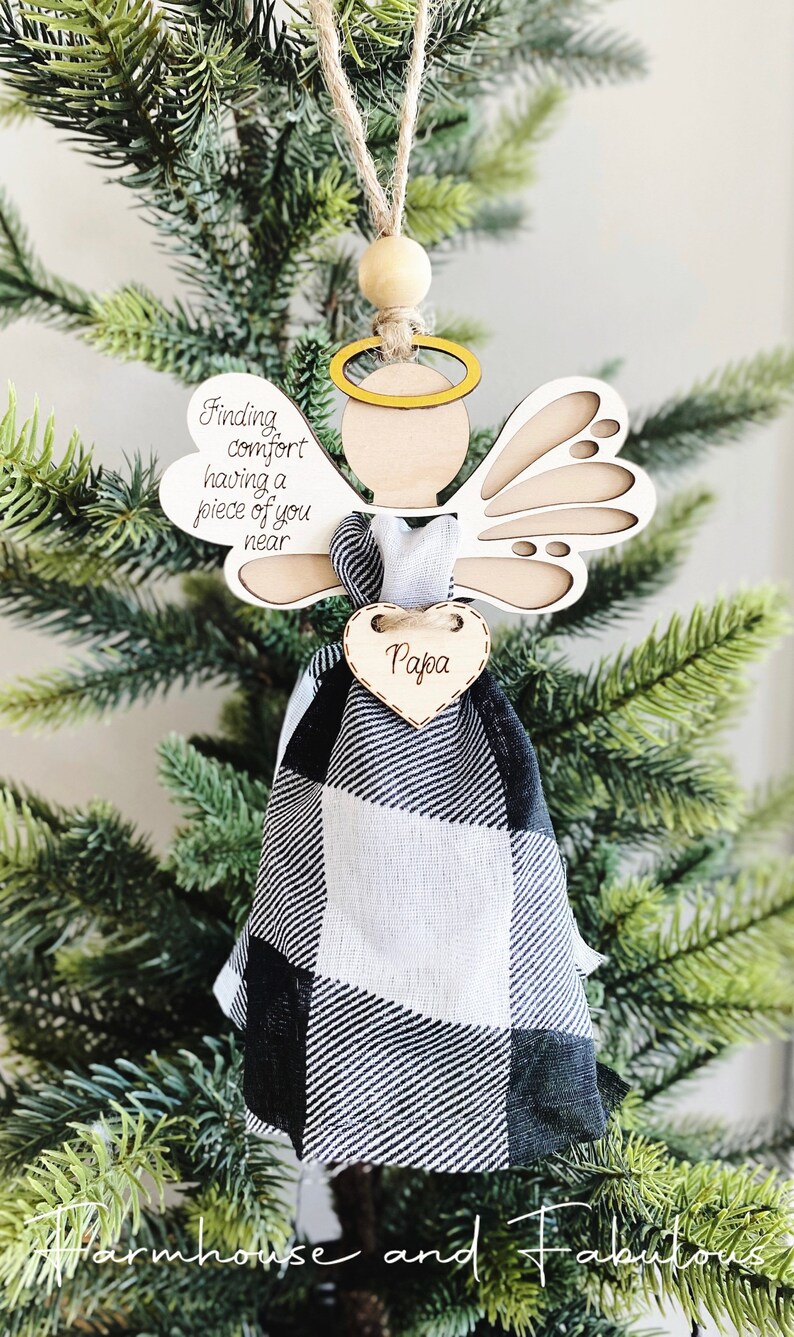 Angel Memorial Ornament With Fabric, Fabric Angel, Personalized ...