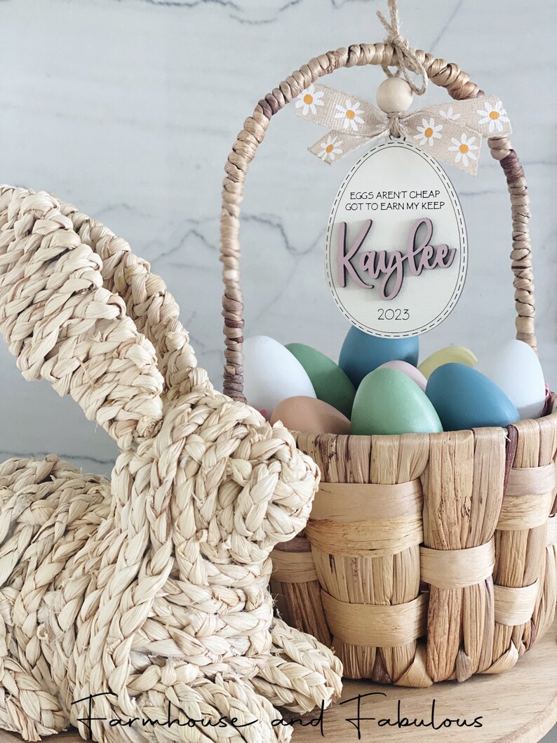 Easter Egg Basket Tag SVG File, Personalized Easter Basket Tag, Egg SVG ...
