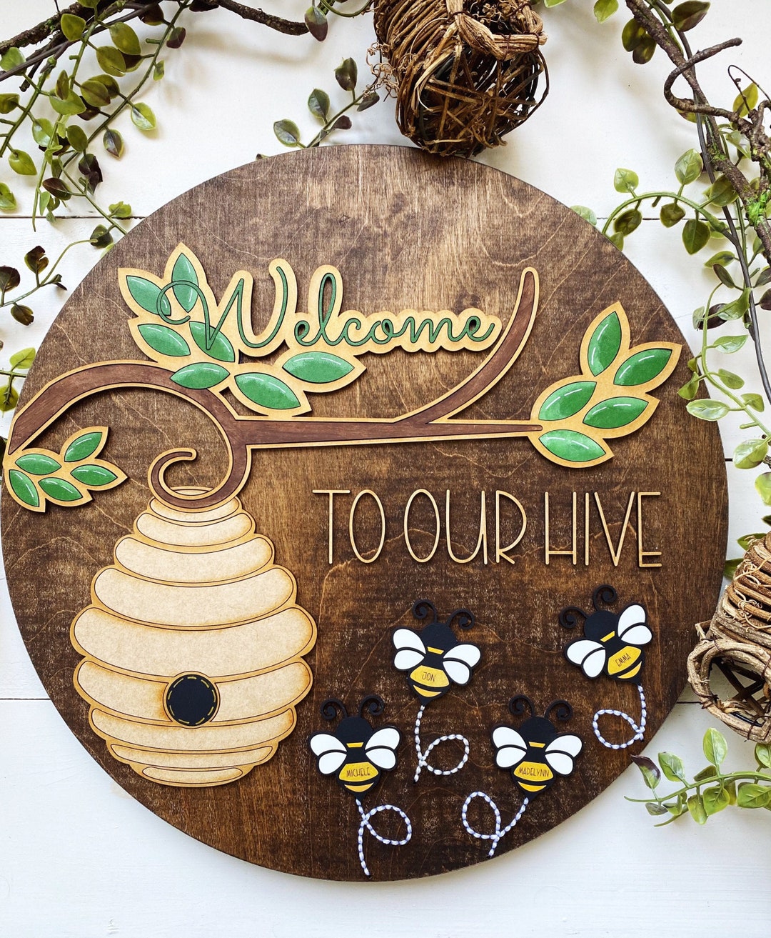 Welcome to Our Hive Round Sign SVG File, Laser SVG File, Glowforge File ...