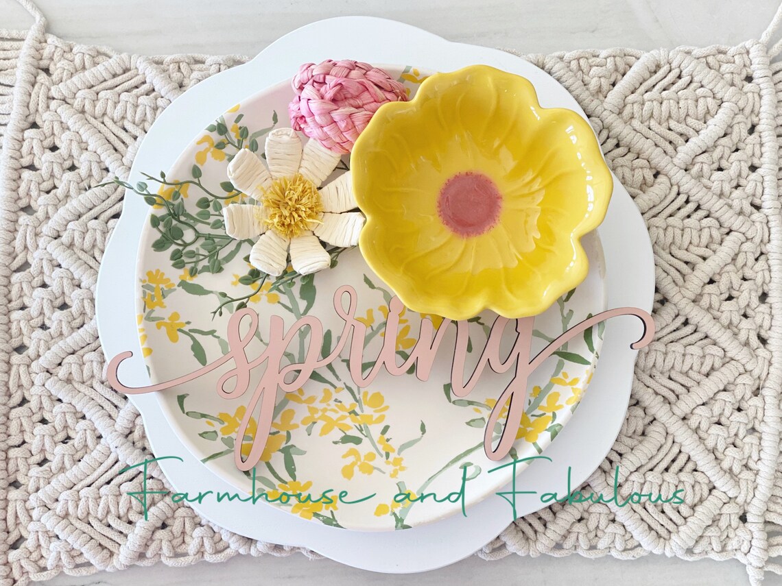Spring Plate Words Laser Cut File Spring Tablescape File | Etsy