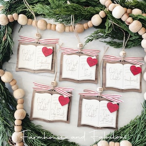 Storybook Christmas Ornament SVG, Engagement Ornament File, Newlywed ...