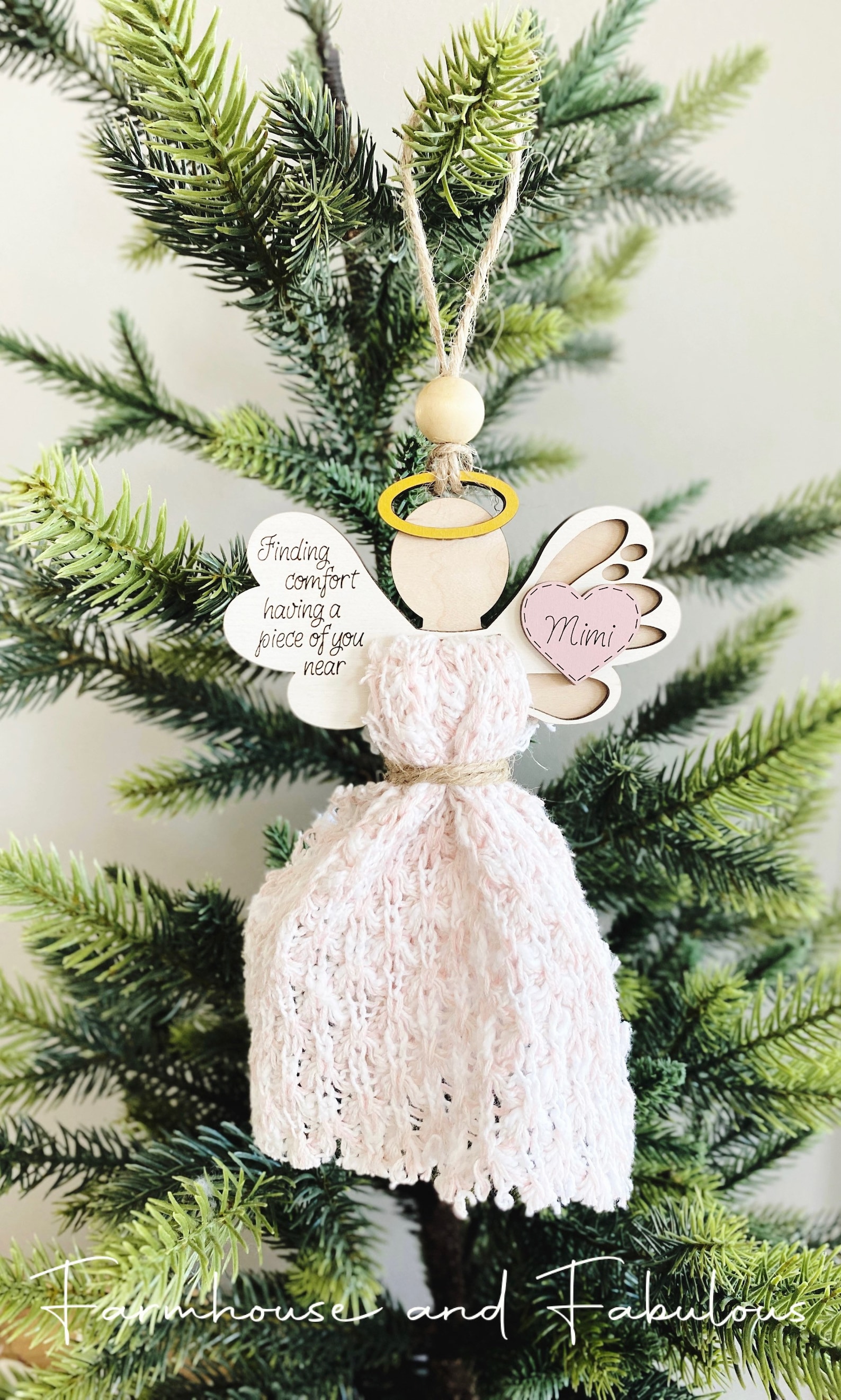 Angel Memorial Ornament With Fabric, Fabric Angel, Personalized ...