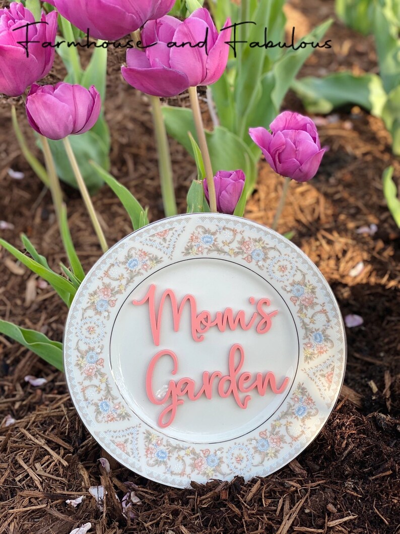 Mother's Day Garden Markers Plate Words SVG File, Glowforge Laser File ...