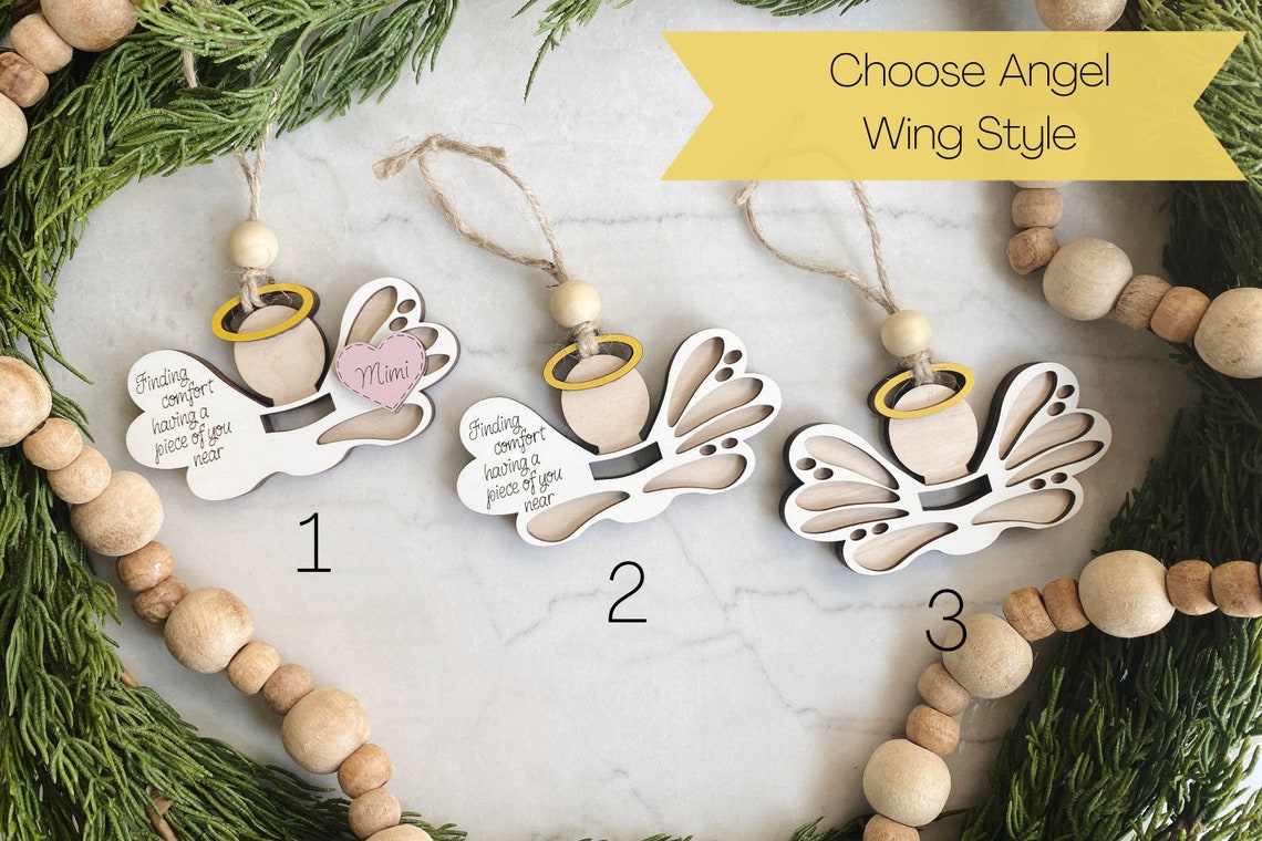 Angel Memorial Ornament With Fabric, Fabric Angel, Personalized ...