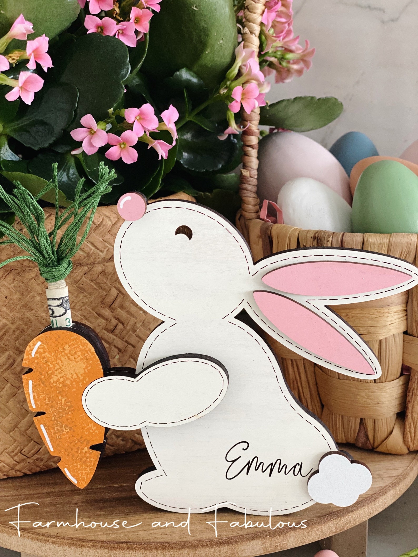 Easter Bunny Money Holder SVG File Personalized Easter Gift | Etsy