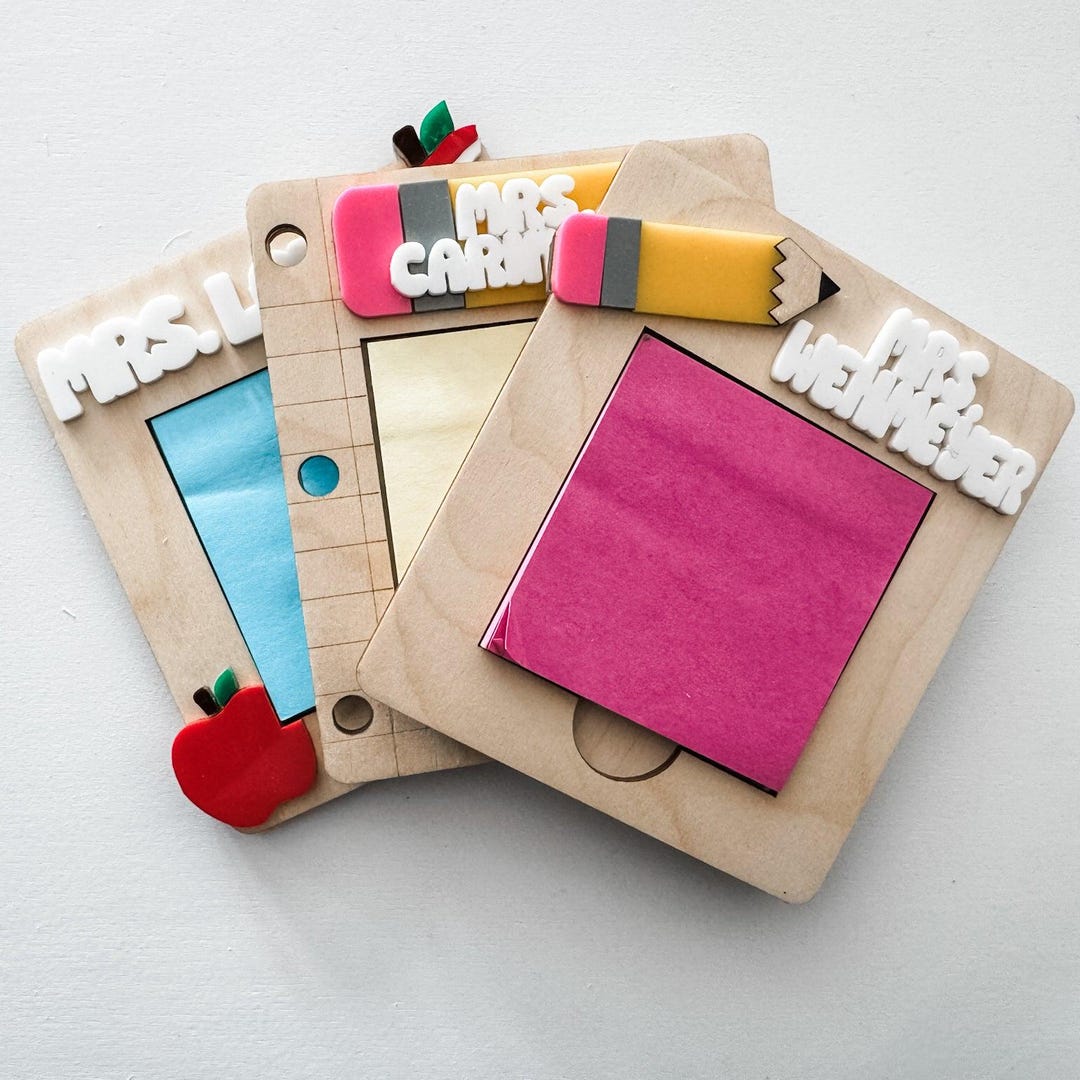 Personalized Teacher Post-it Note Holder – Custom 3x3 Sticky Note ...