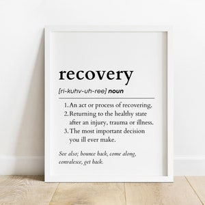 Recovery Definition Print, Printable Wall Art, Digital Download Print ...