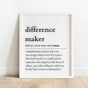 Difference Maker Definition Print Printable Wall Art Digital - Etsy