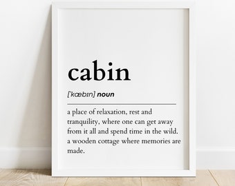 Cabin Definition Print Cabin Decor Printable Cabin Wall Art Digital ...