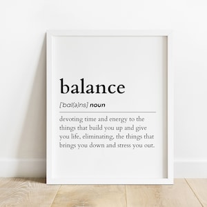 Balance Definition Print, Printable Wall Art, Digital Download Print ...
